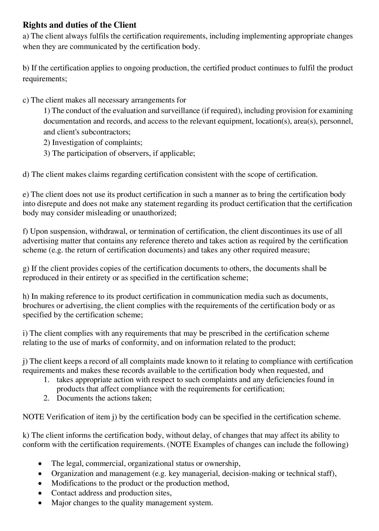 Rights and Duties of the clients